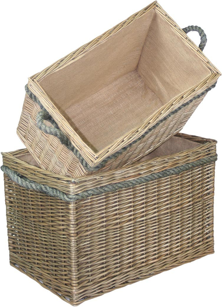 Rectangular Rope Handled Log Basket, Medium and large – Town & Country Interiors