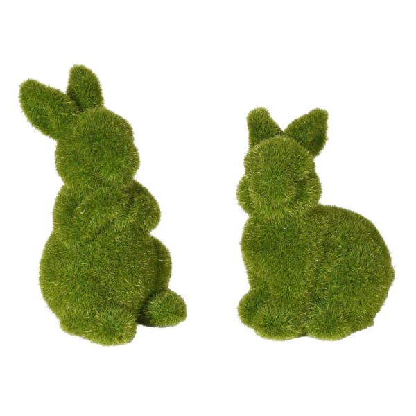 Set of 2 Flocked Green Bunny Ornaments – Town & Country Interiors